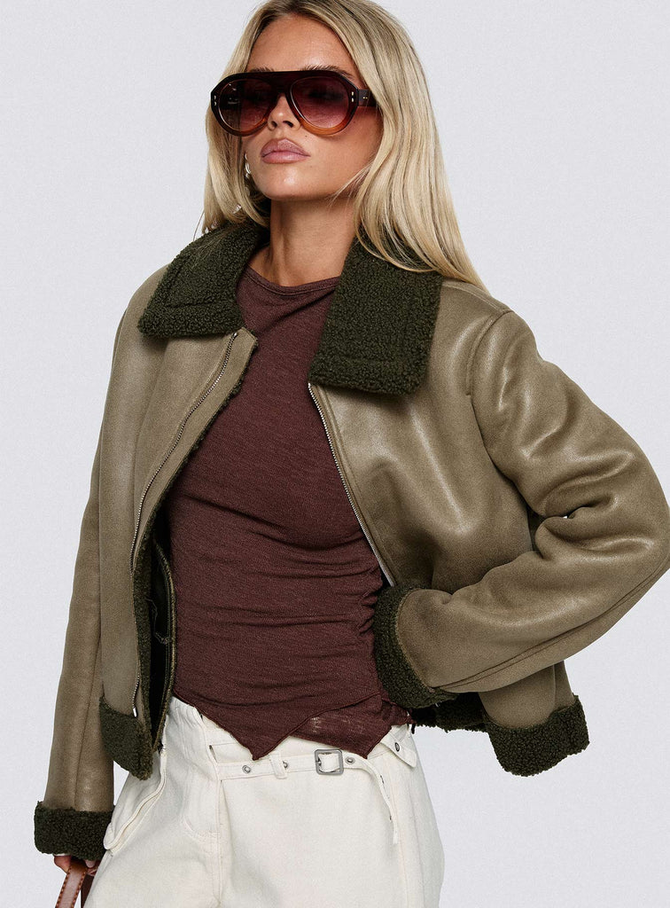 Codenames Collared Jacket Green | Princess Polly