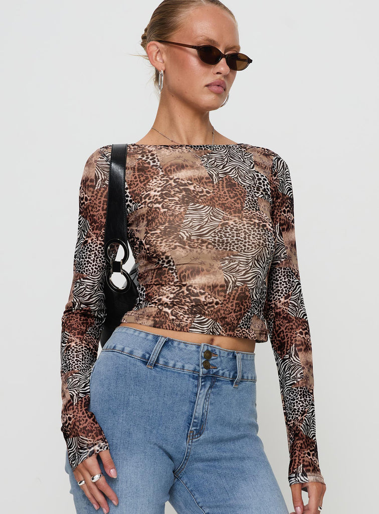 Tied In Long Sleeve Top Leopard | Princess Polly