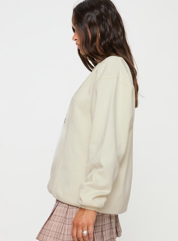 Rocky Crew Neck Sweatshirt Cream | Princess Polly