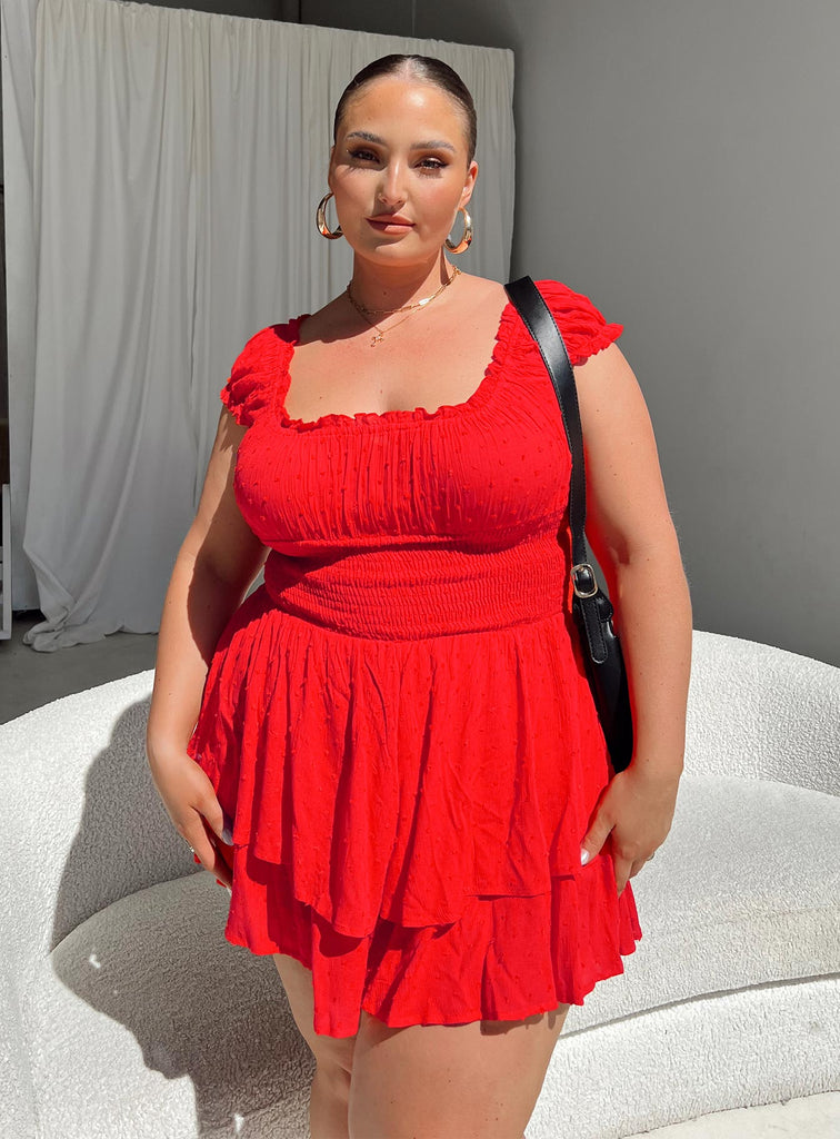 The Love Galore Romper Red Curve | Princess Polly