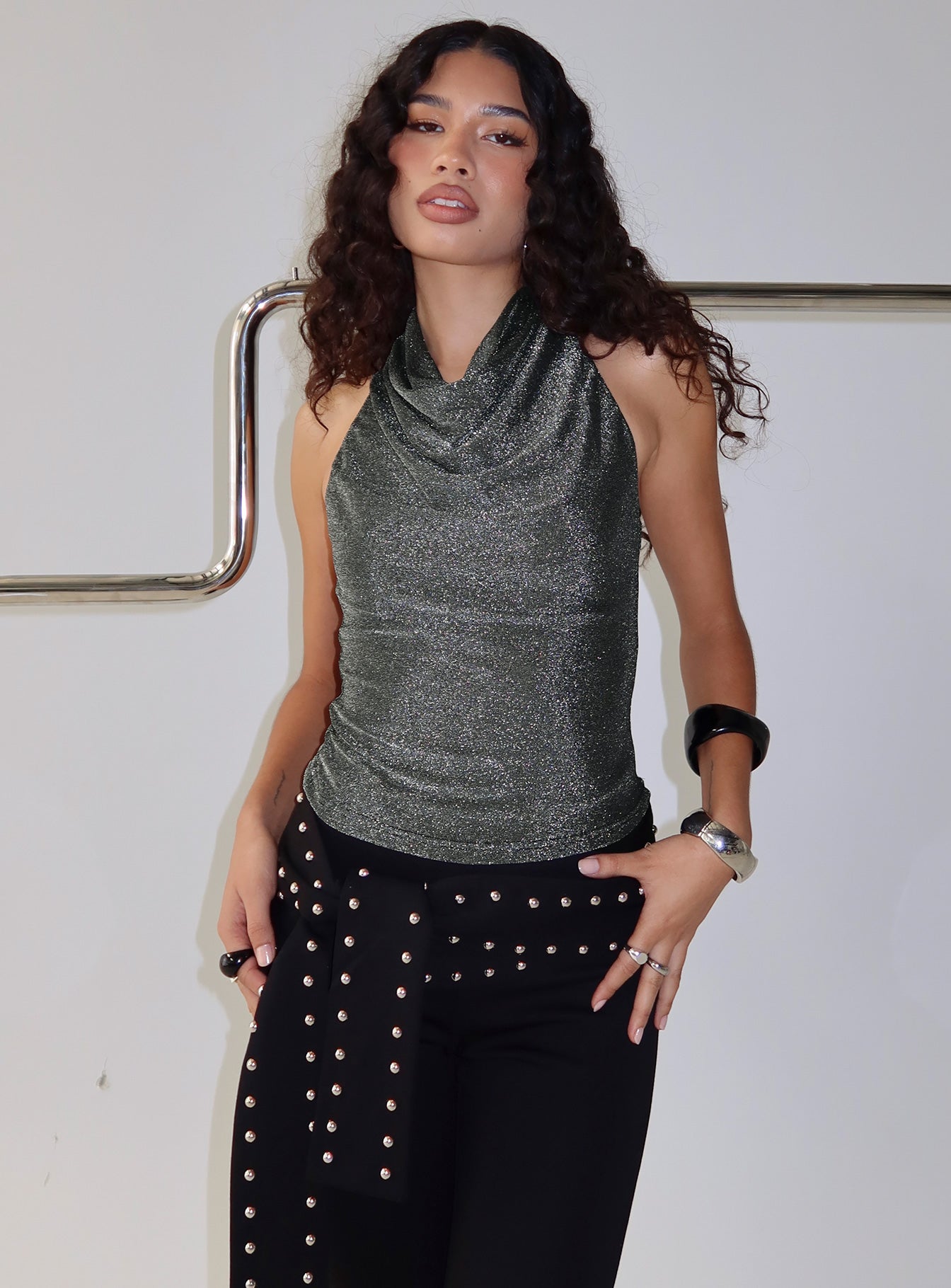 Giggle Top Charcoal Shimmer | Princess Polly