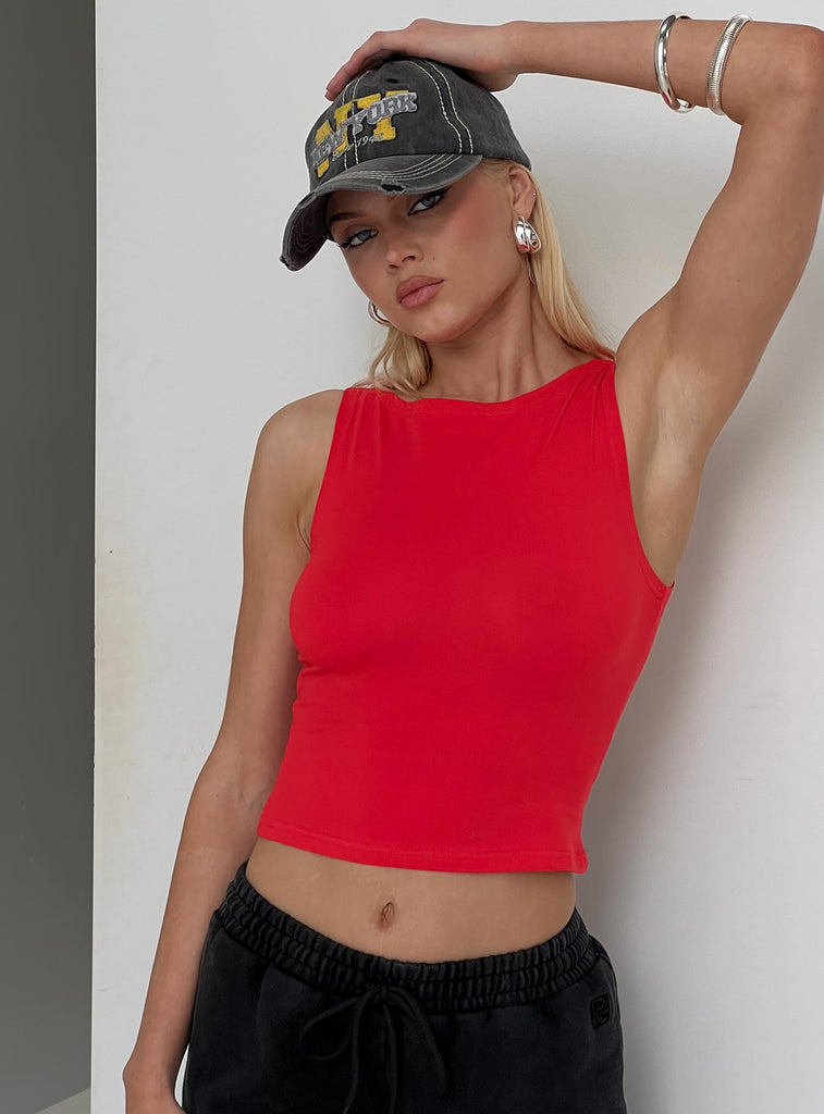 Bleeker High Neck Top Red | Princess Polly