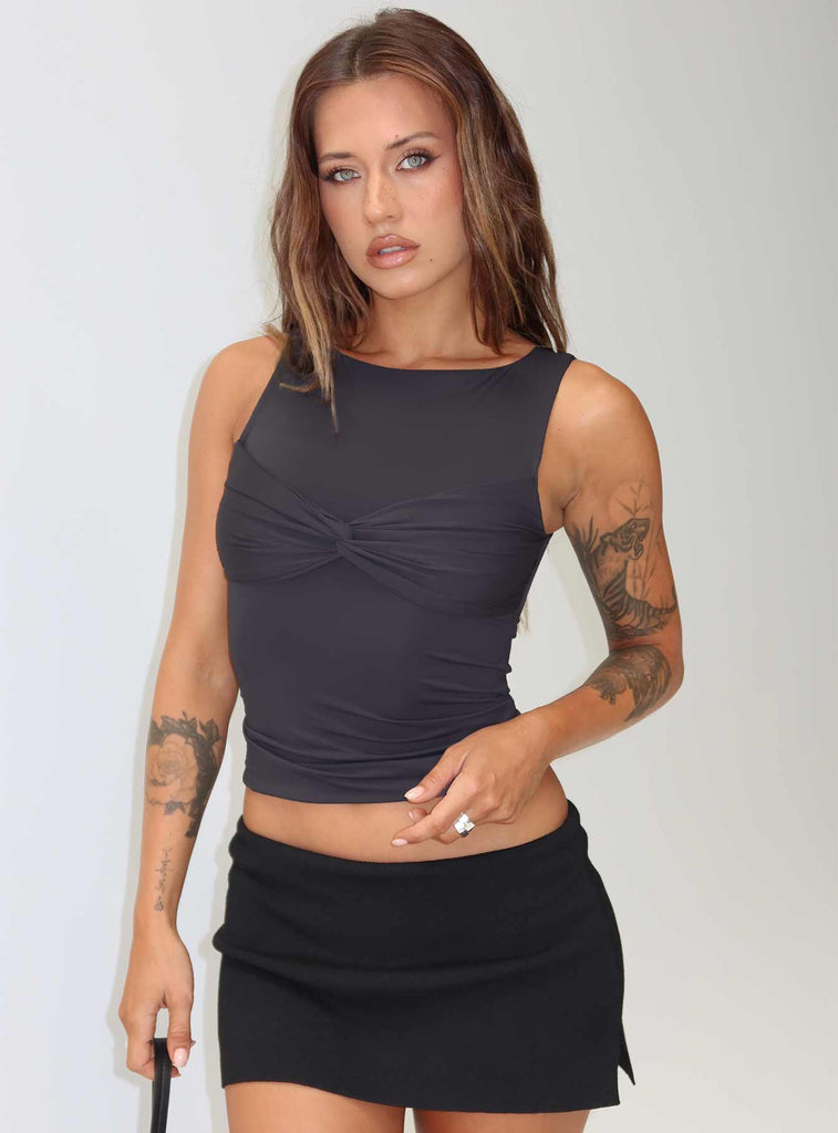 Azaire Twist Top Slate | Princess Polly