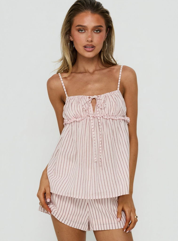 Harwin Gathered Bust Babydoll Top Pink Stripe | Princess Polly