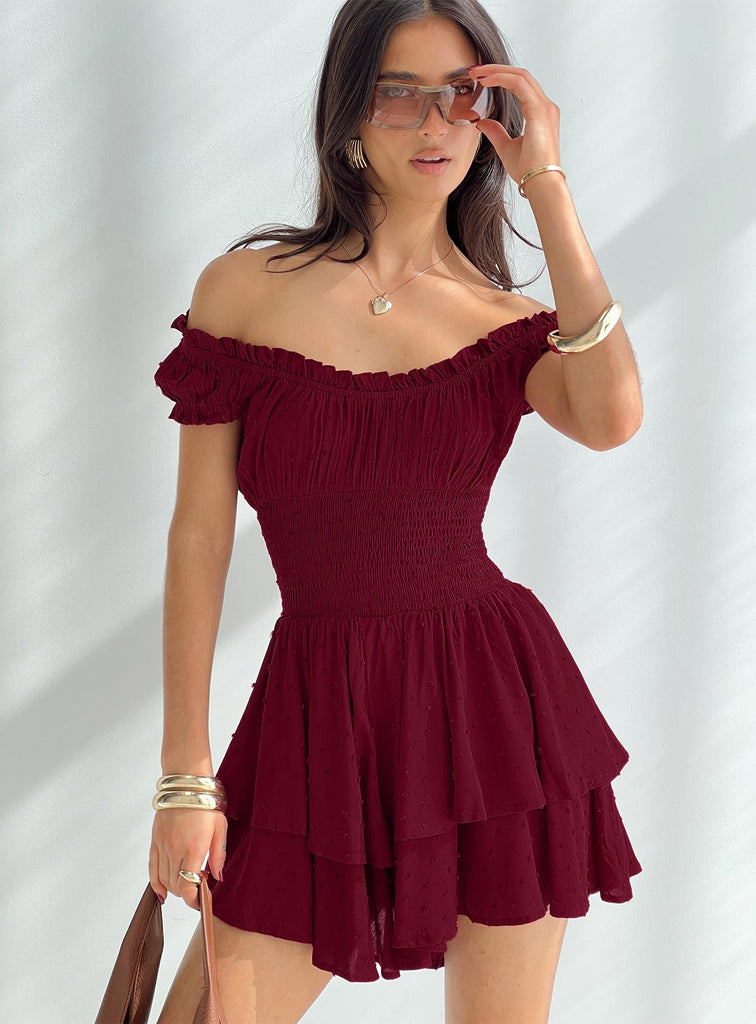 The Love Galore Romper Deep Cherry | Princess Polly