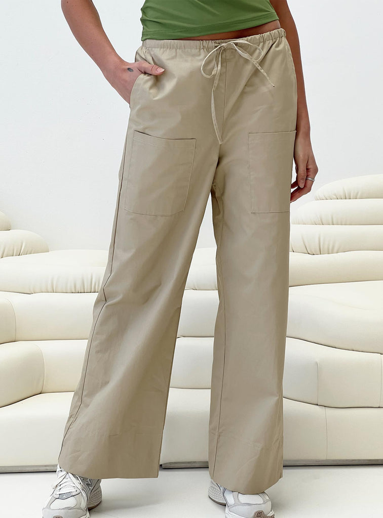 Erilyn Drawstring Pants Beige | Princess Polly