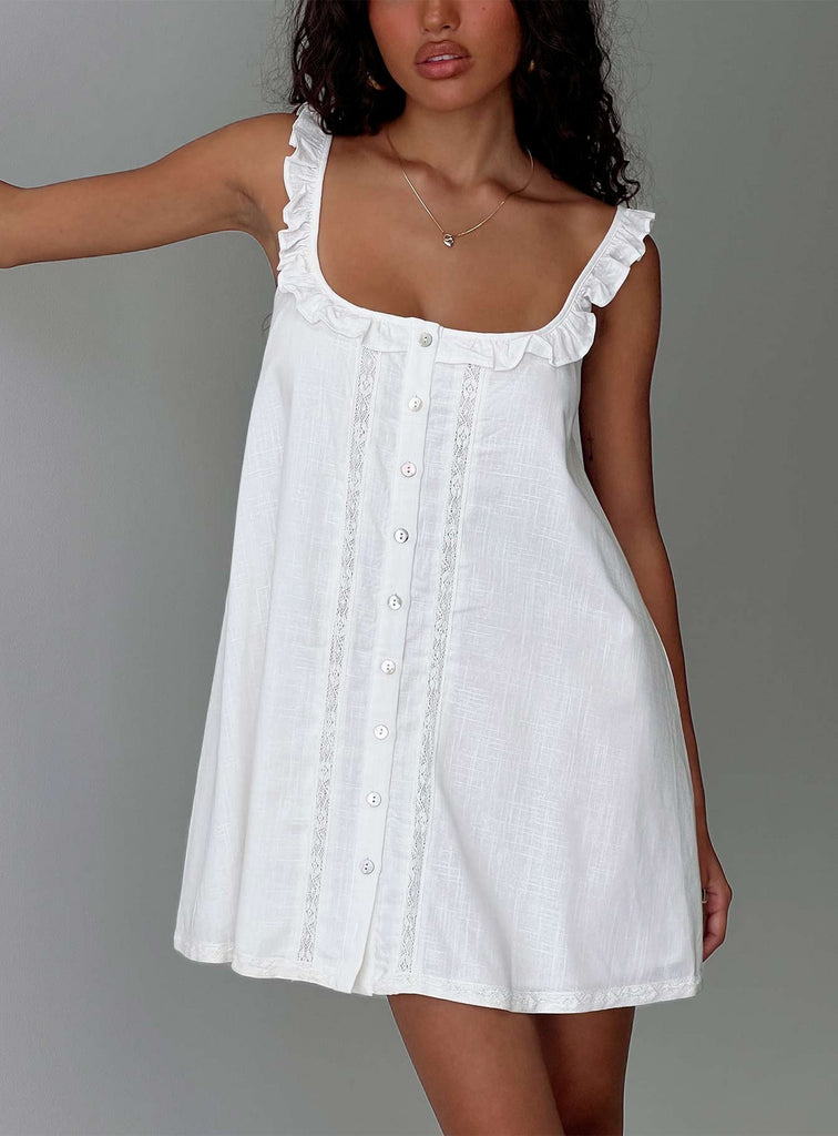 Malinda Babydoll Mini Dress White | Princess Polly