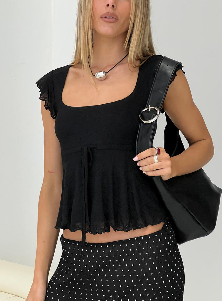 Auroraah Frill Top Black | Princess Polly