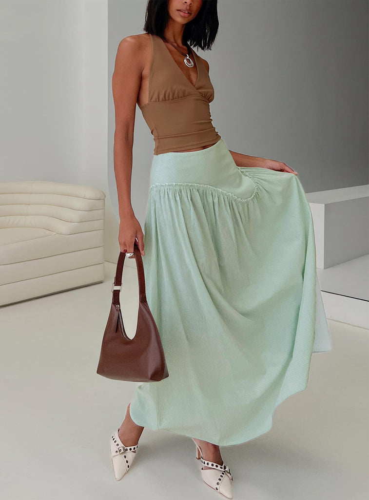 Yasemine Maxi Skirt Green / White | Princess Polly