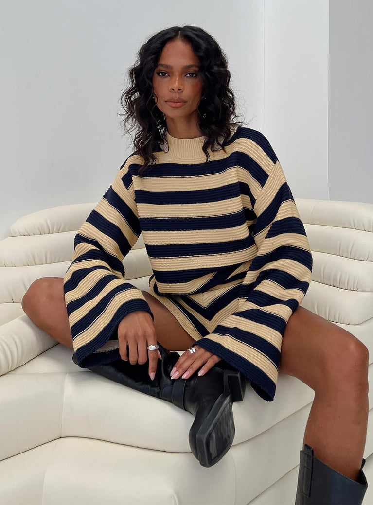 Cheyenne Set Navy / Cream Stripe | Princess Polly USA