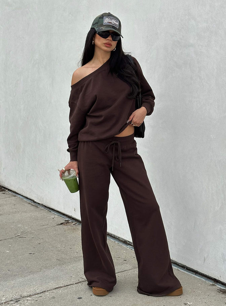 Dodie Wide Leg Pants Washed Brown | Princess Polly