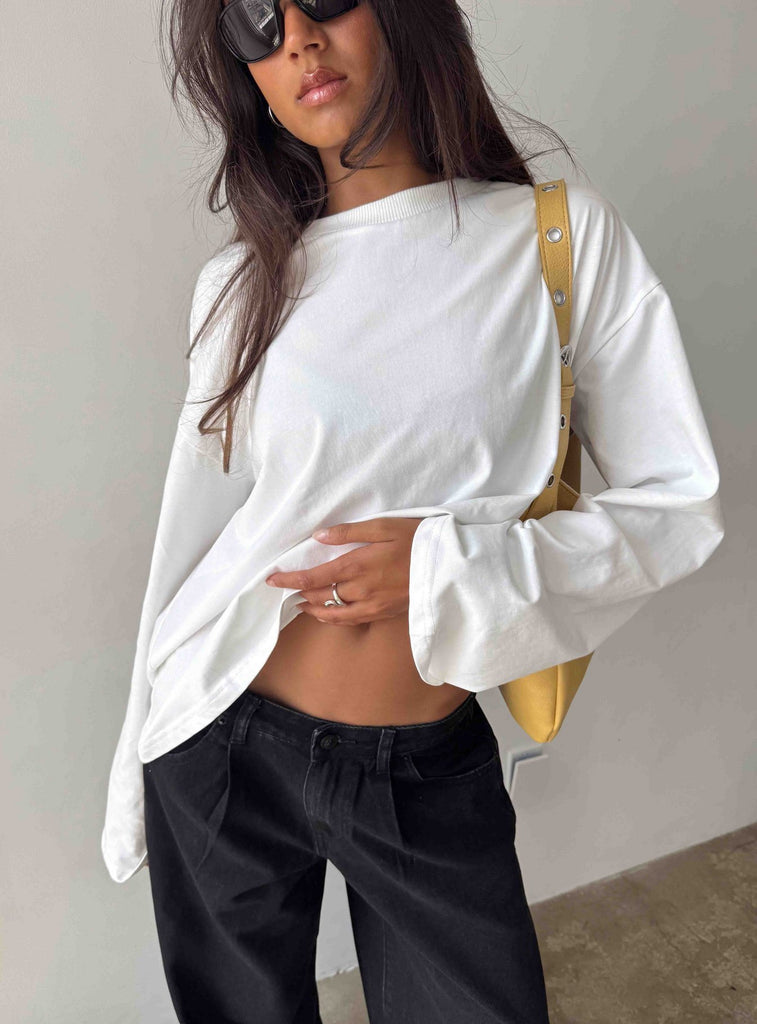 Settle Down Long Sleeve Top White | Princess Polly