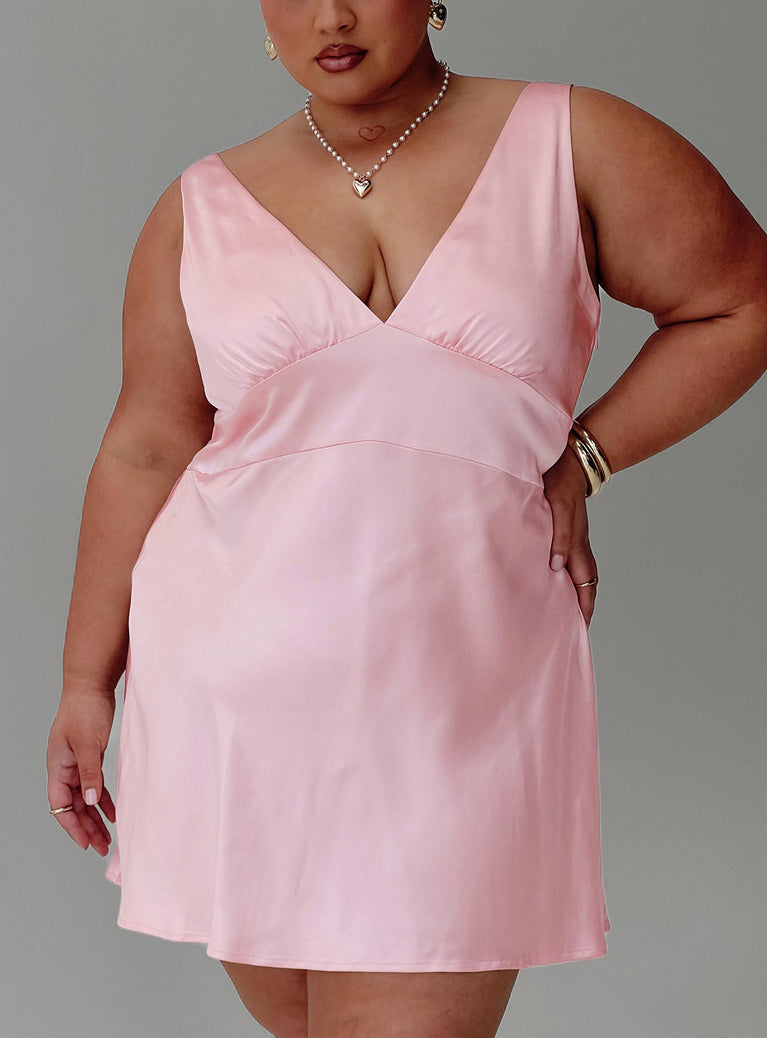 Birdette Plunge Mini Dress Pink | Princess Polly USA
