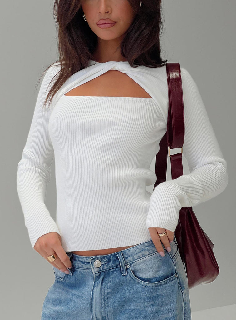 Malgit Long Sleeve Top White | Princess Polly