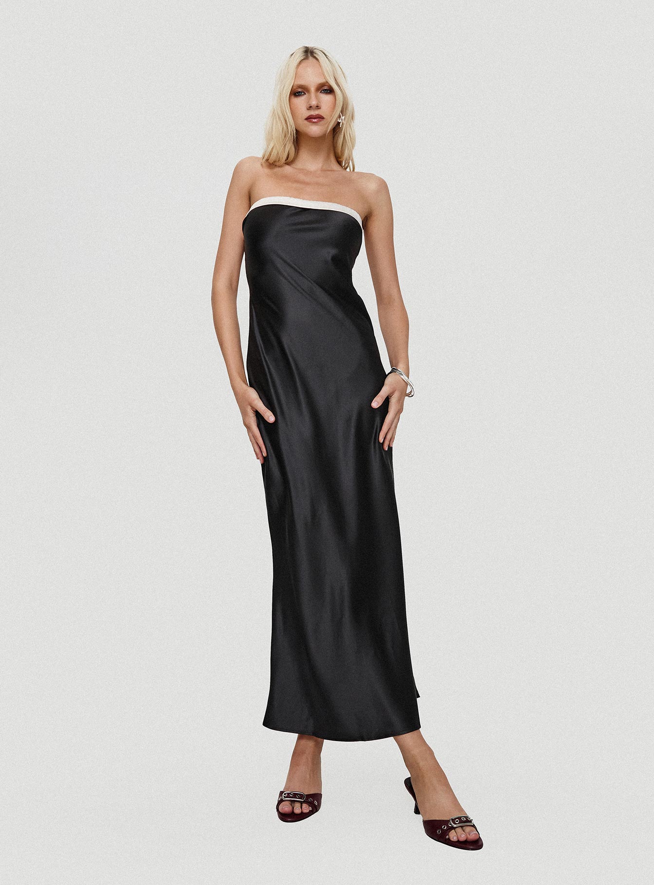 Phillipa Strapless Maxi Dress Black | Princess Polly