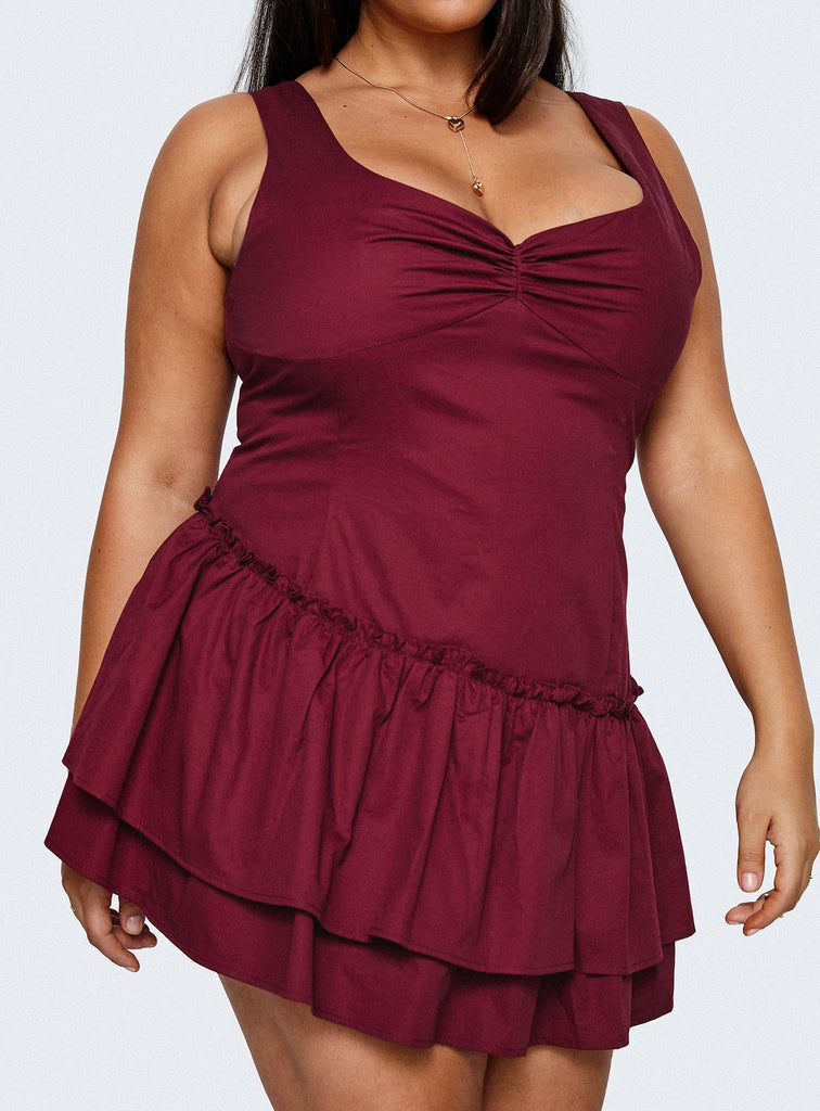 Shantelle Romper Burgundy Curve | Princess Polly