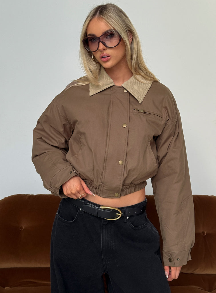 Fateful Collared Jacket Brown | Princess Polly