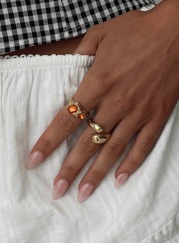 Rich Spirit Ring Pack Gold / Orange | Princess Polly