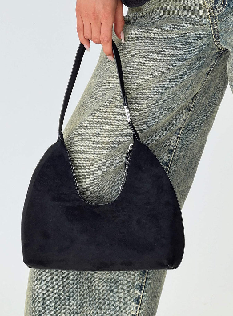 Reeves Bag Black Faux Suede | Princess Polly