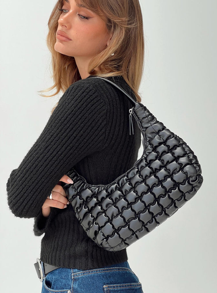 Bubbled Up Shoulder Bag Black | Princess Polly