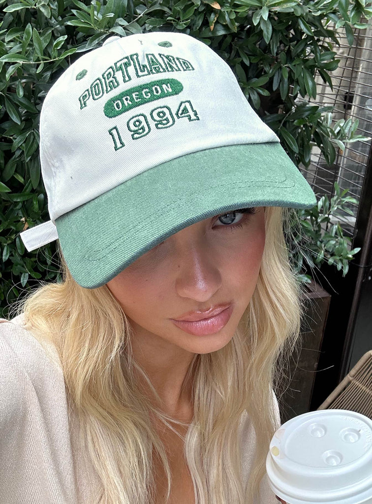 Oregon Cap White / Green | Princess Polly