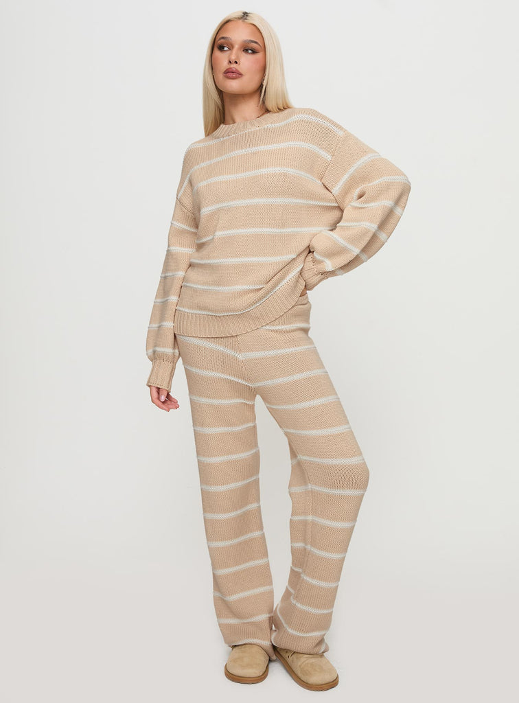 Read Your Mind Knit Sweater Cream Stripe | Princess Polly