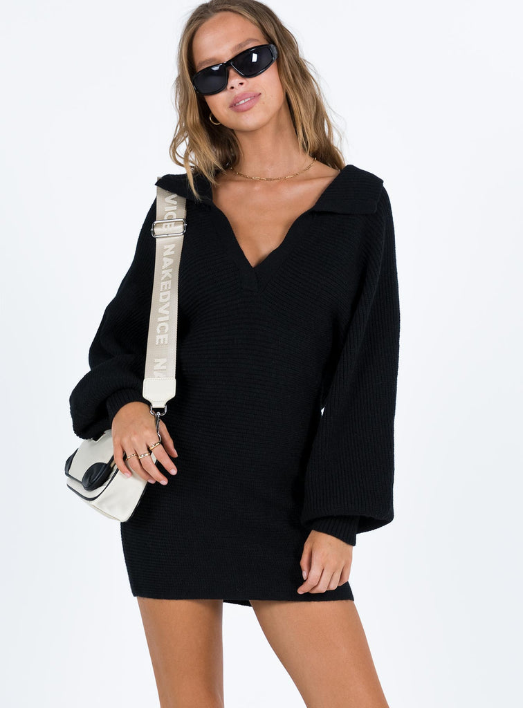 Quinten Mini Dress Black Lower Impact | Princess Polly
