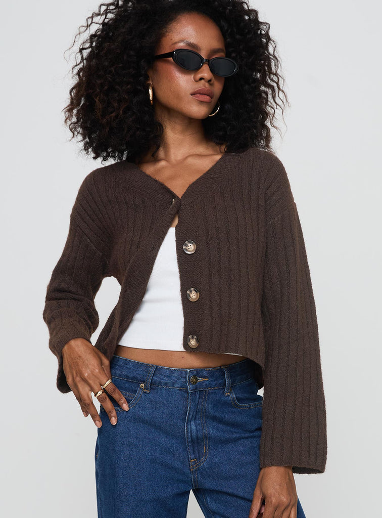 Romona Knit Cardigan Chocolate | Princess Polly