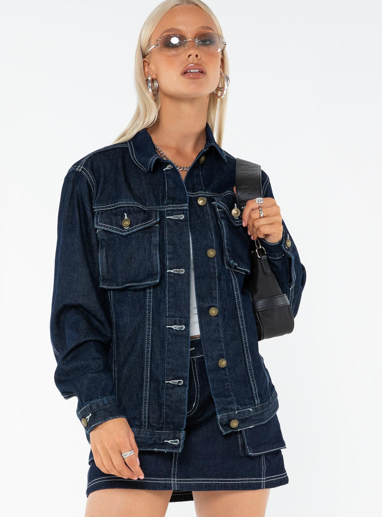 Junie Denim Jacket Indigo | Princess Polly