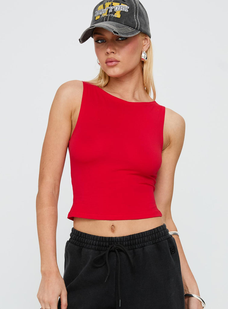 Bleeker High Neck Top Red | Princess Polly