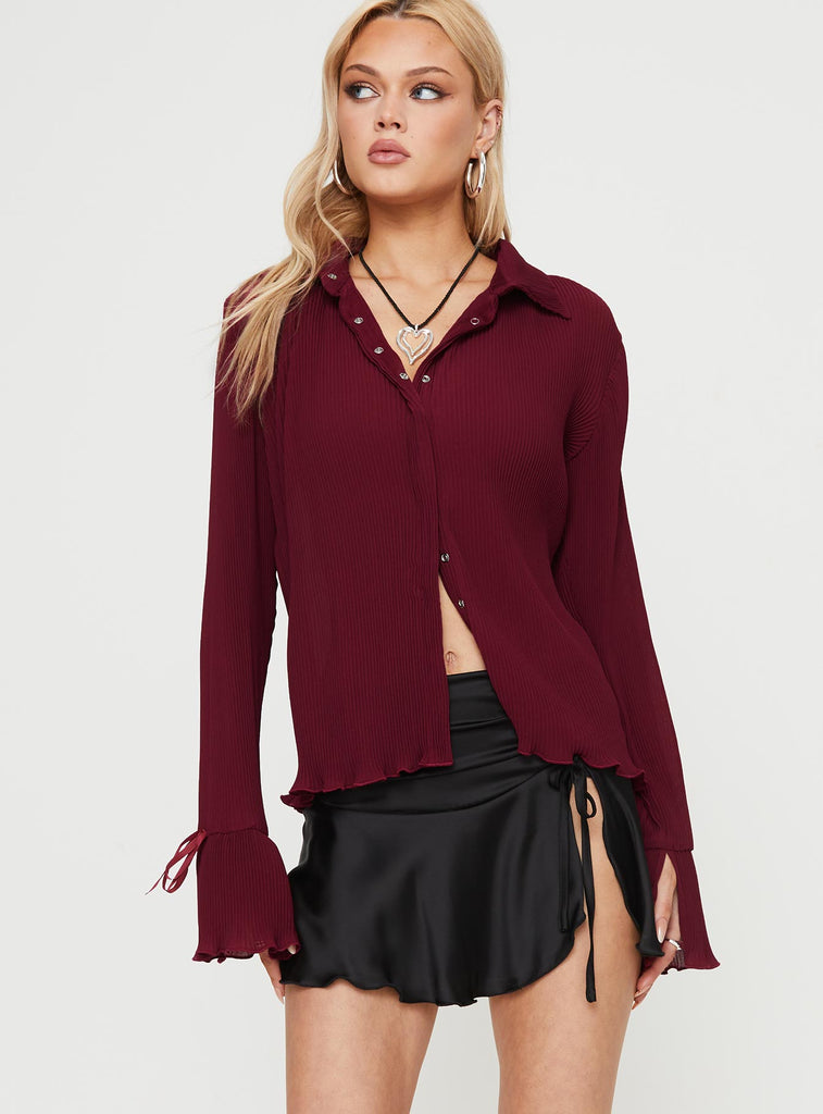 Ravil Shirt Wine | Princess Polly