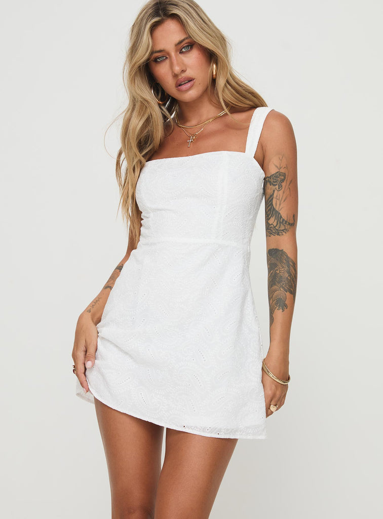 Elestren Mini Dress White | Princess Polly