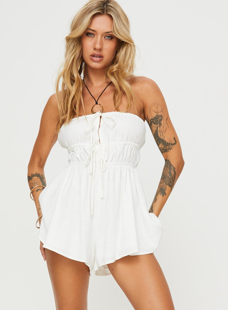 Kassidi Strapless Romper Cream | Princess Polly USA
