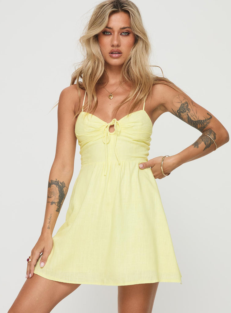 Tassos Mini Dress Lemon | Princess Polly