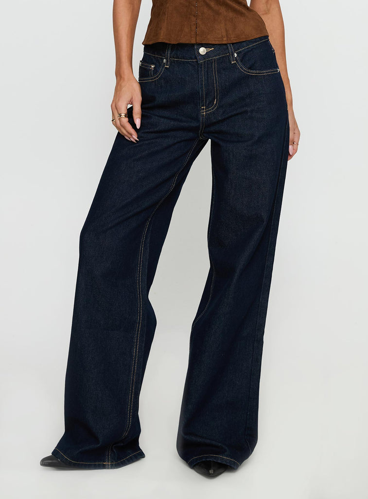 Favourite Reference Mid Rise Denim Jeans Dark Indigo | Princess Polly