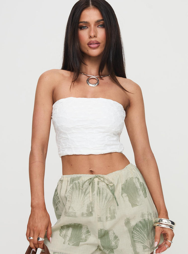 Fidget Strapless Top White | Princess Polly