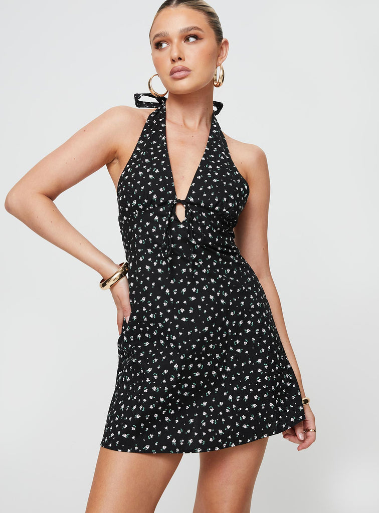 Lanier Mini Dress Black Floral | Princess Polly