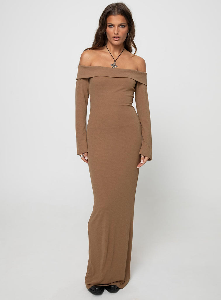 Maida Maxi Dress Light Brown | Princess Polly