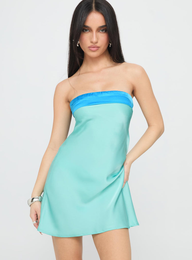 Phillipa Mini Dress Aqua | Princess Polly