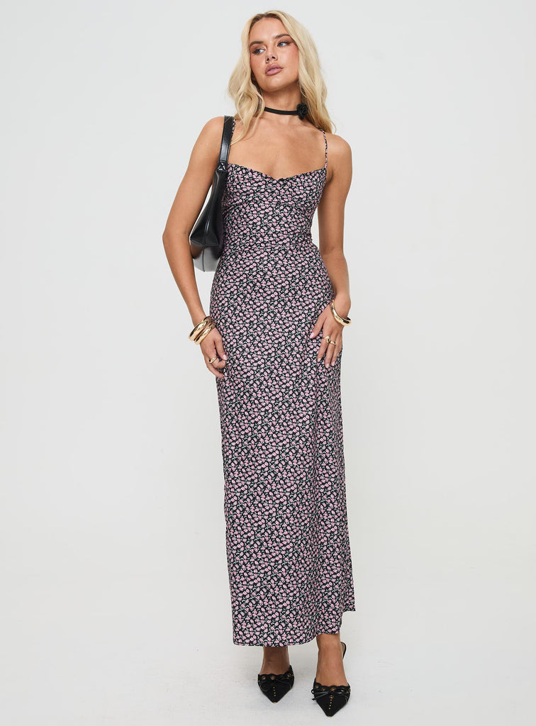 Laurent Maxi Dress Black Floral | Princess Polly