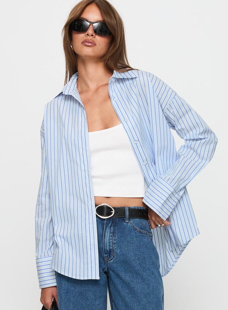 Mallin Shirt Blue / White Stripe | Princess Polly