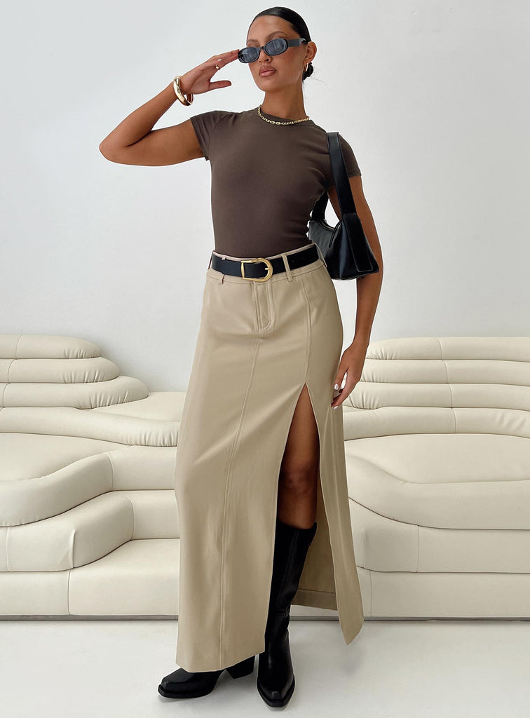 Fall Maxi Skirt Taupe | Princess Polly