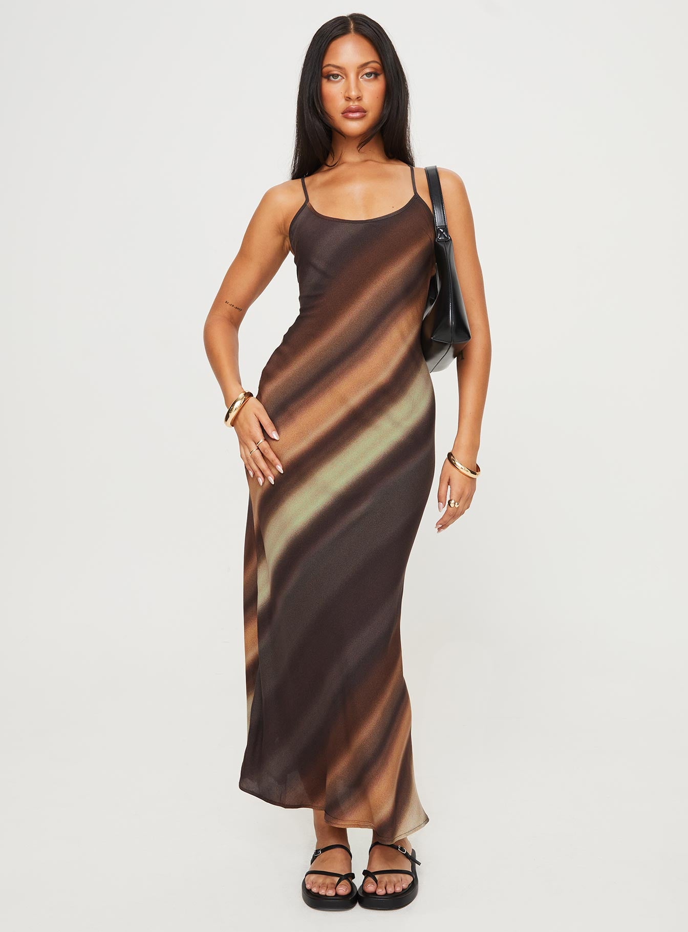 Otillie Maxi Dress Brown Multi | Princess Polly