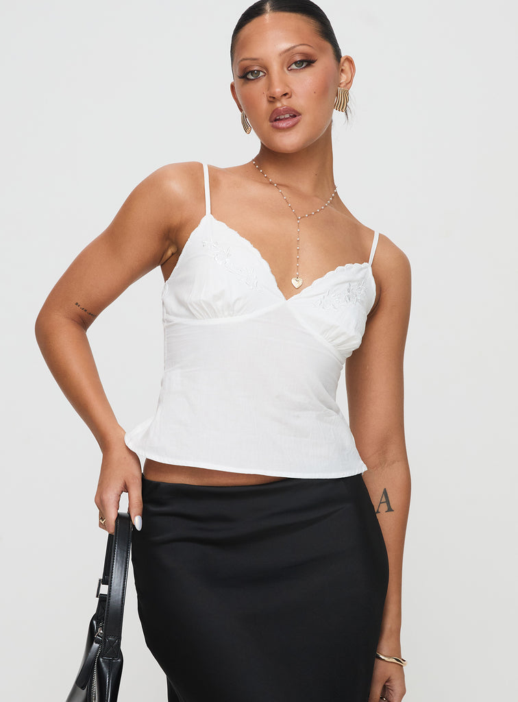 Aruba Embroidered Cami White | Princess Polly