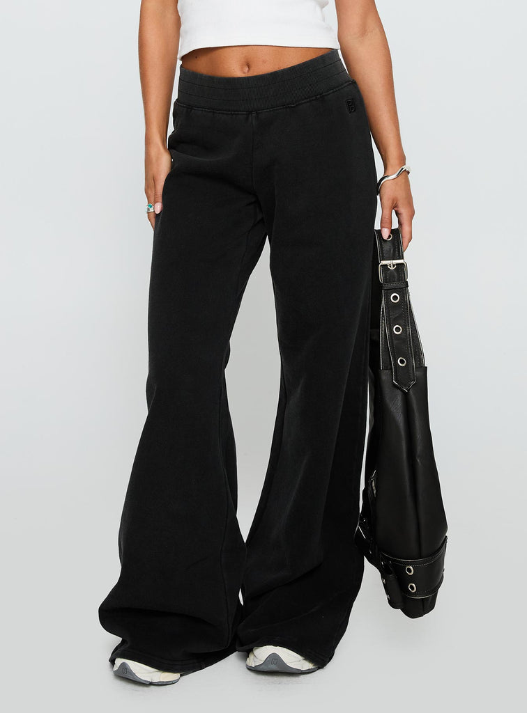 Summits Flared Track Pants Washed Black | Princess Polly