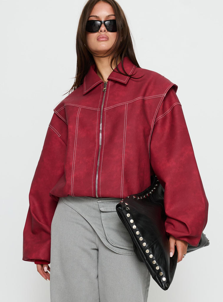 Vista Bomber Jacket Red | Princess Polly
