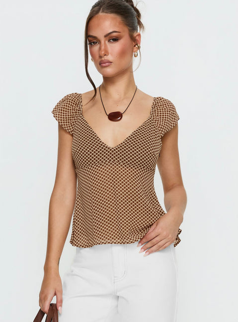 Jazz Club Top Brown Polka | Princess Polly