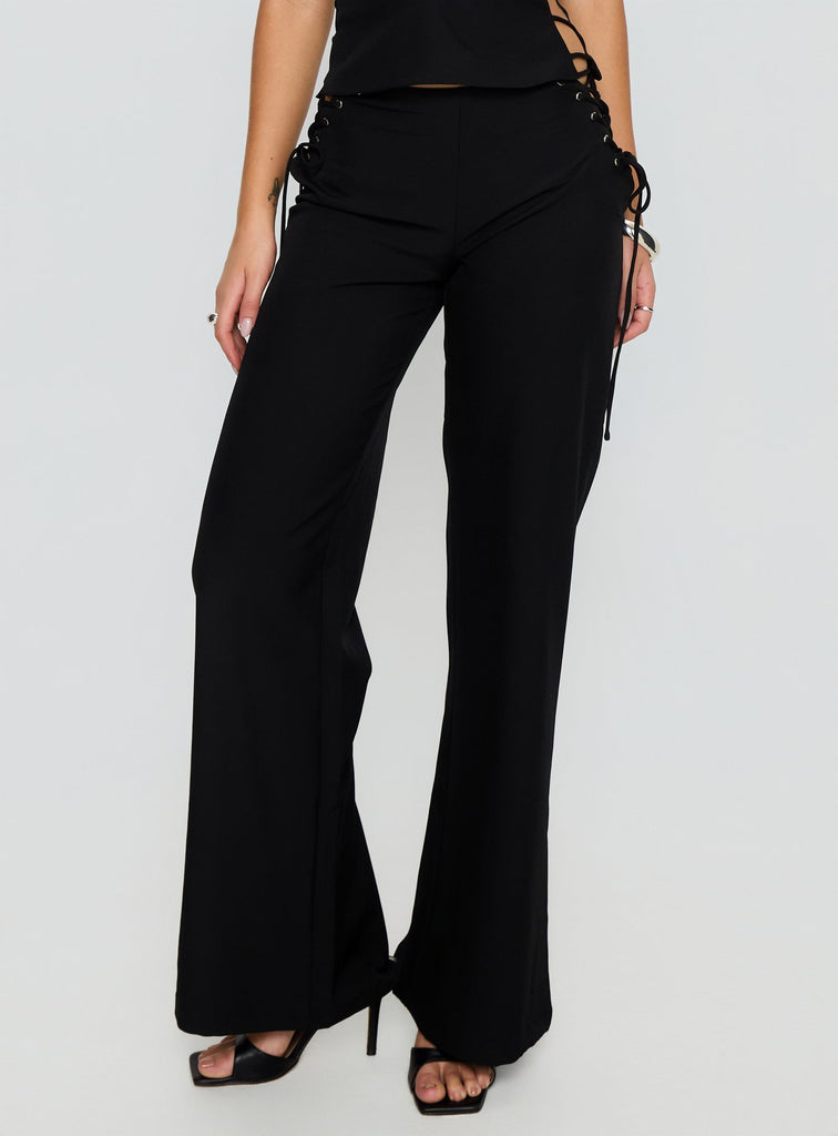 Riane Lace Up Pants Black | Princess Polly