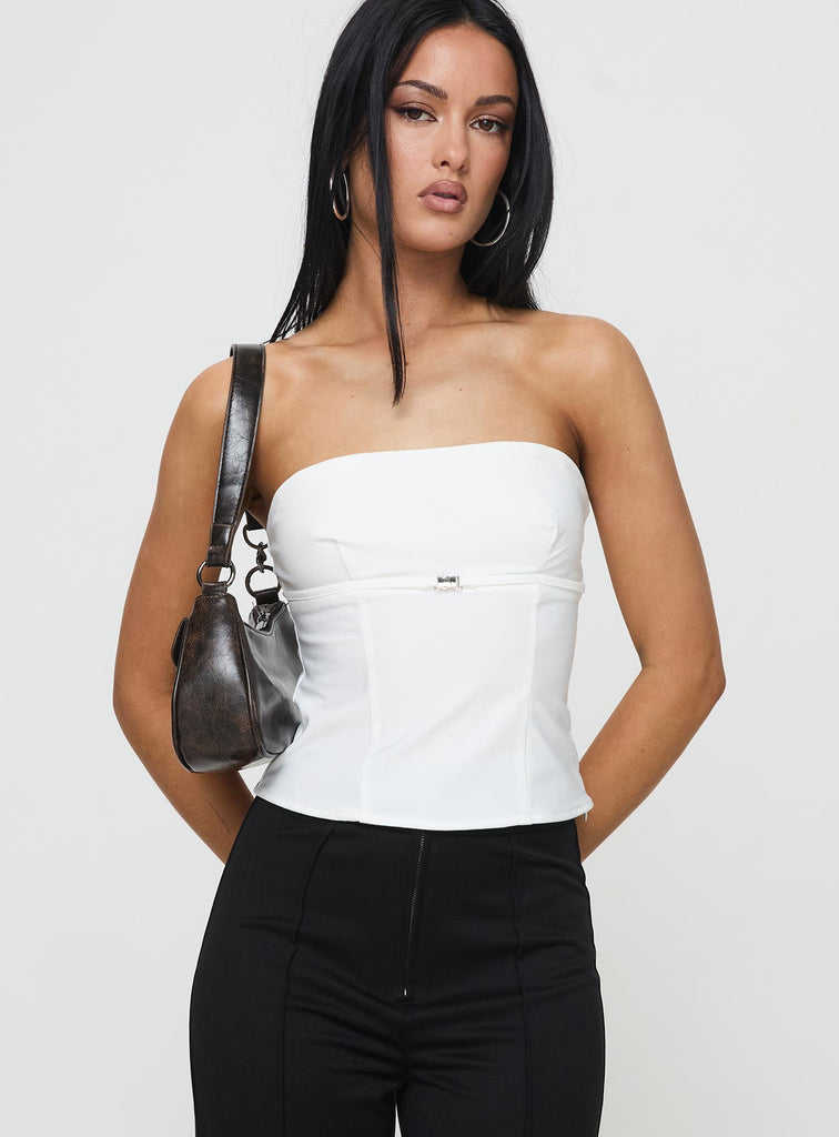 Flounce Strapless Top White | Princess Polly