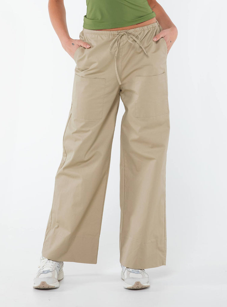 Erilyn Drawstring Pants Beige | Princess Polly